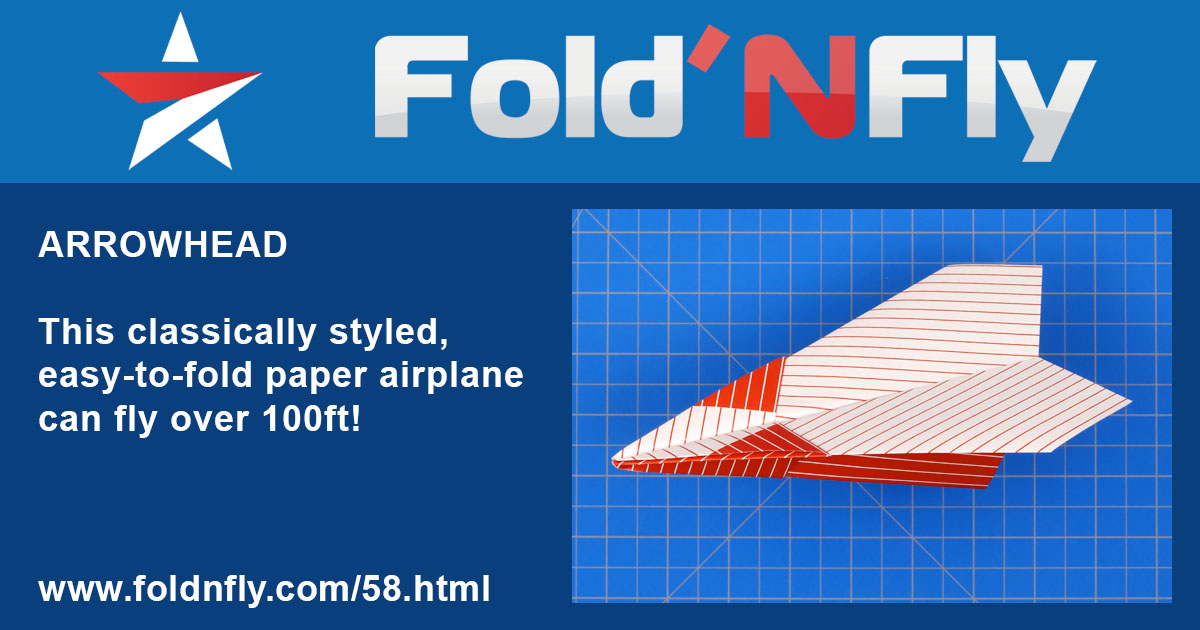 Fold 'N Fly » Arrowhead Paper Airplane Template » Download and Print